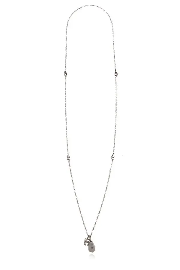Dolce & Gabbana Dolce Gabbana Dg Logo Teardrop Necklace - Gray