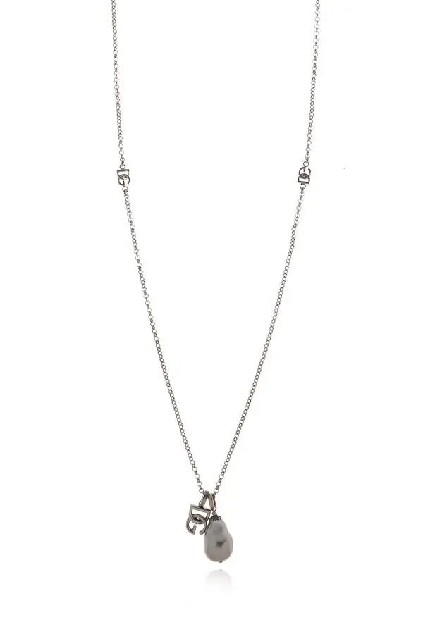 Dolce & Gabbana Dg Logo Teardrop Necklace - Gray