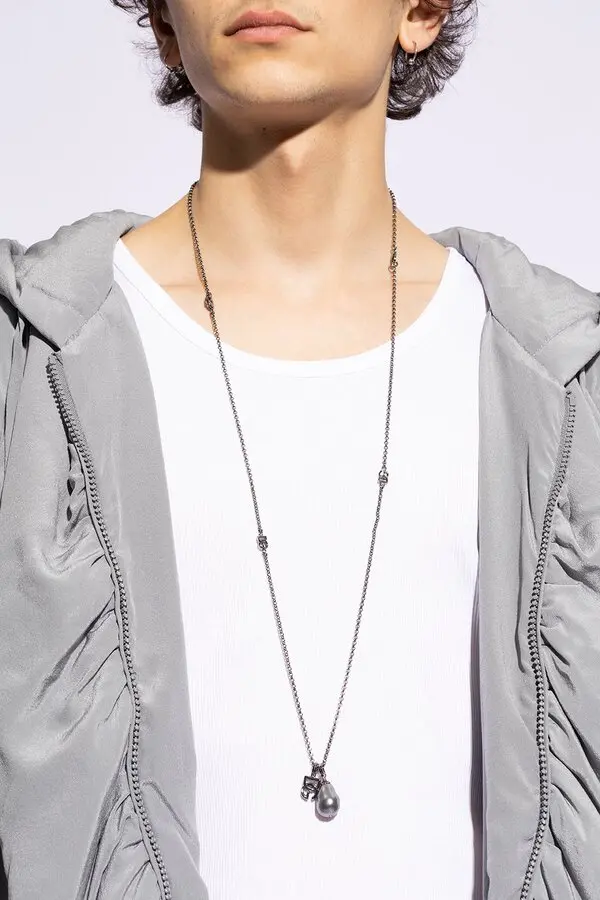 Dolce & Gabbana Dg Logo Teardrop Necklace - Gray