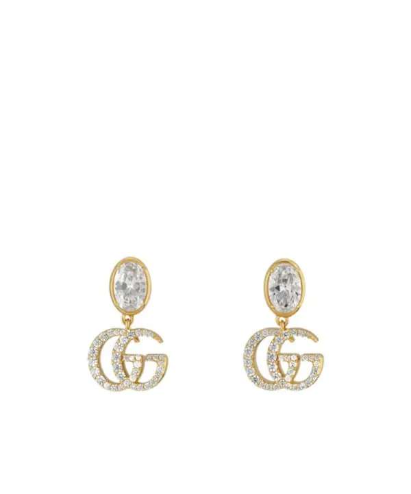 Gucci Gg Marmont Crystal Earrings - Golden
