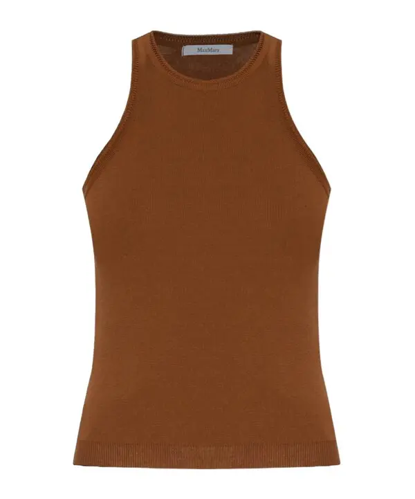 Max Mara Ribbed Round Neck Sleeveless Tank Top