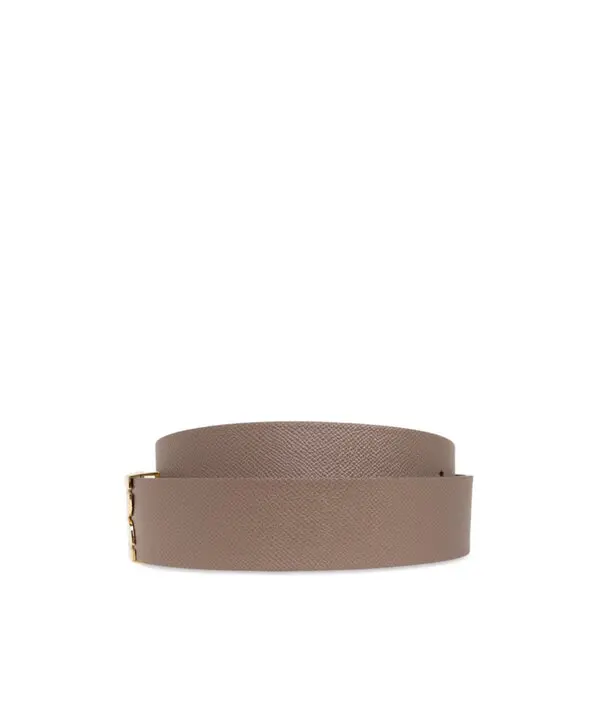 Victoria Beckham Leather Belt With Gold Buckle - Beige