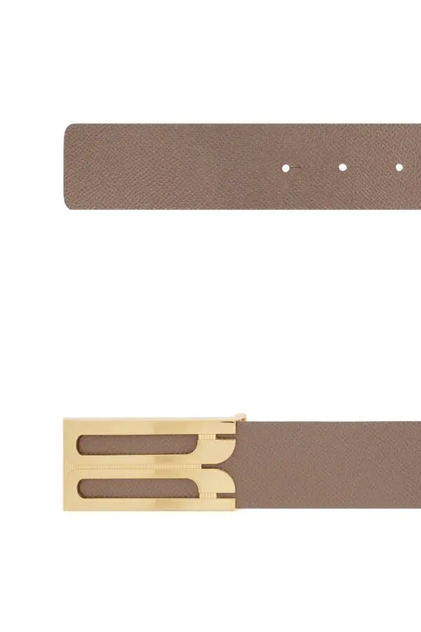 Victoria Beckham Leather Belt With Gold Buckle - Beige