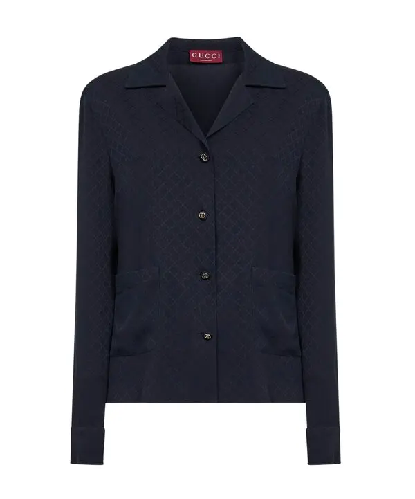 Gucci Collared Long-sleeve Shirt - Dark Blue