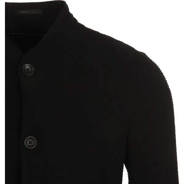 Emporio Armani Buttoned Stand Collar Casual Jacket - Black