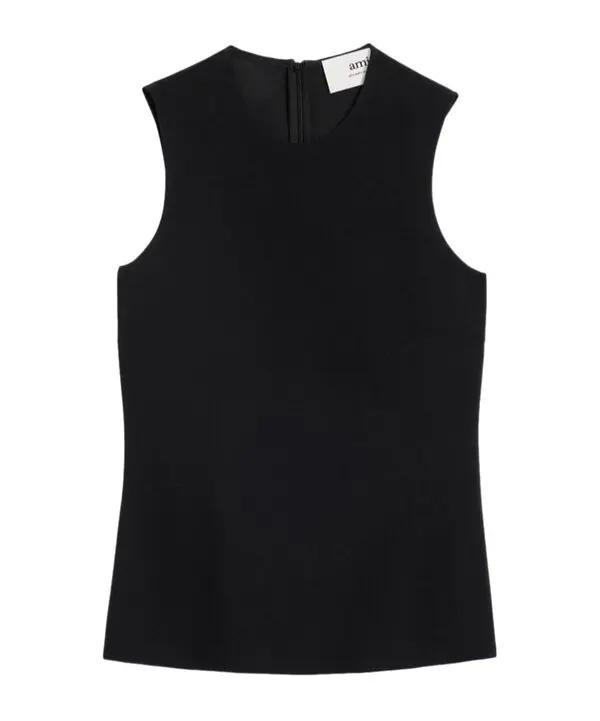 Ami Sleeveless Crepe Blouse - Black