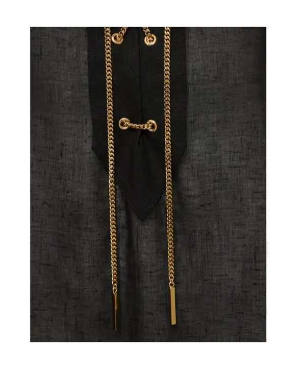 Michael Kors Long Sleeve Maxi Dress With Front Tie Detail