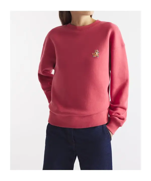 Maison Kitsuné Speedy Fox Patch Crewneck Sweatshirt - Red Currant
