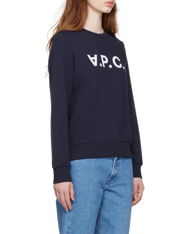 A.p.c. Flocked Logo Crewneck Sweatshirt - Black