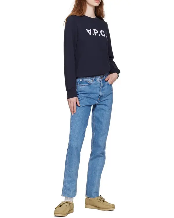 A.p.c. Flocked Logo Crewneck Sweatshirt - Black