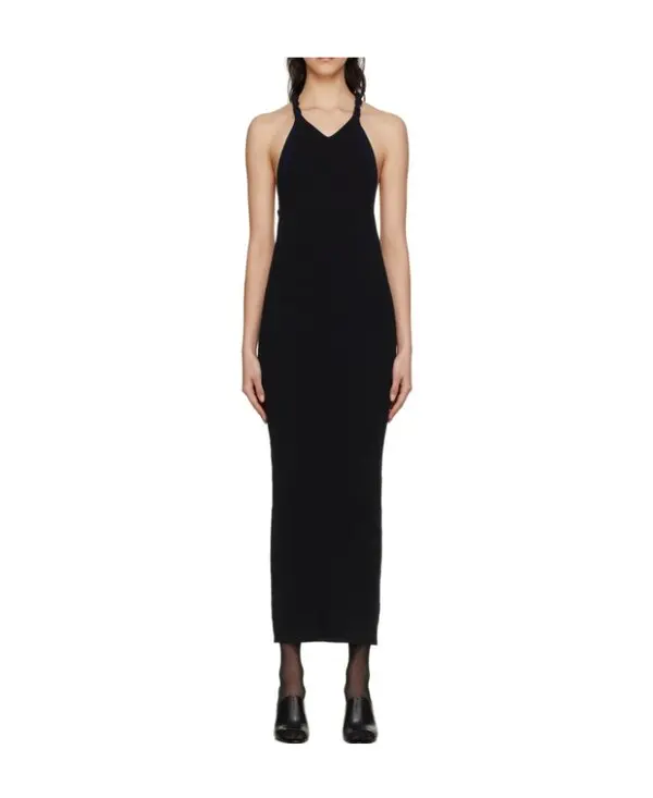DION LEE Ribbed Knit Halterneck Dress