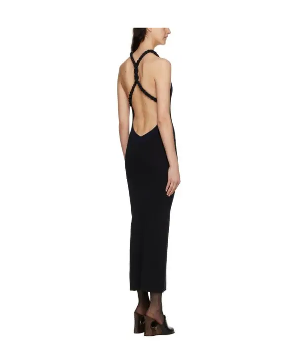 DION LEE Ribbed Knit Halterneck Dress