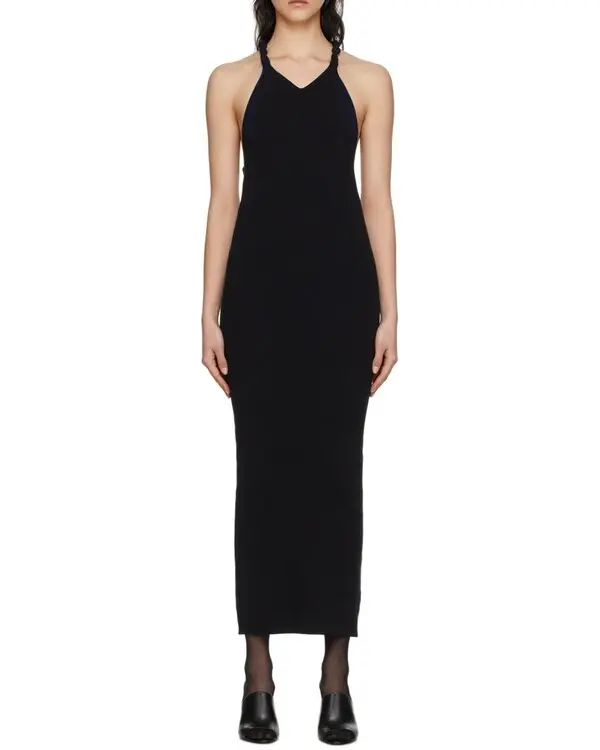 DION LEE Ribbed Knit Halterneck Dress