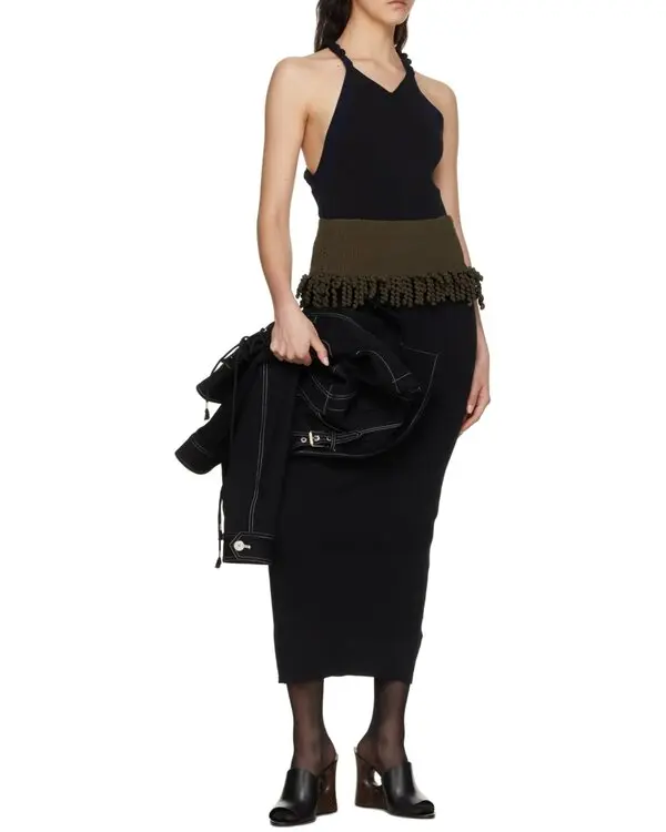 DION LEE Ribbed Knit Halterneck Dress