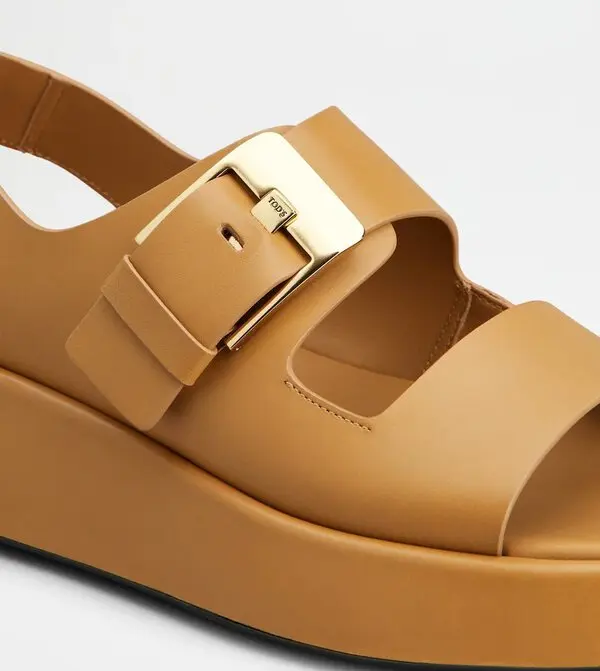 TOD'S Buckle-strap Platform Sandals - Brown