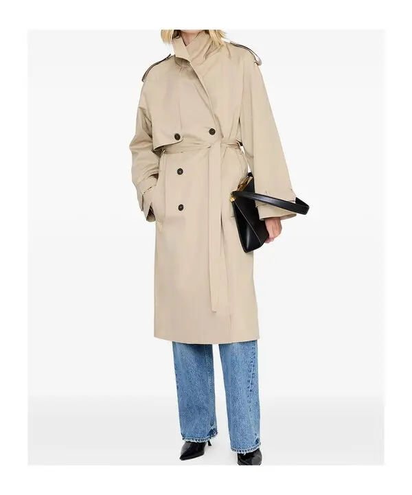 ANINE BING Double-breasted Belted Coat - Nude