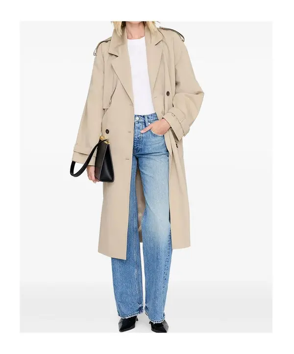 ANINE BING Double-breasted Belted Coat - Nude