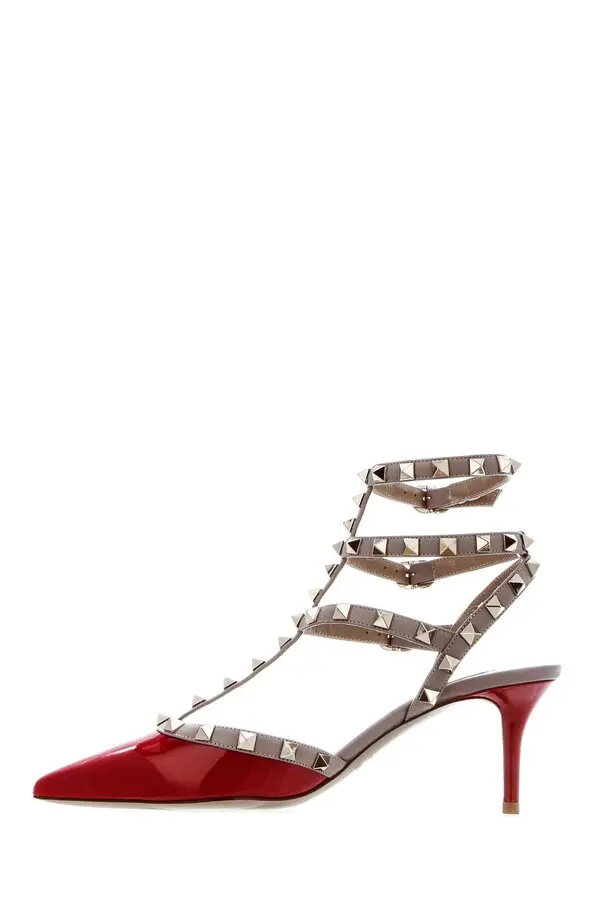 Valentino Garavani Rockstud Caged Pointed Toe Pumps - Red
