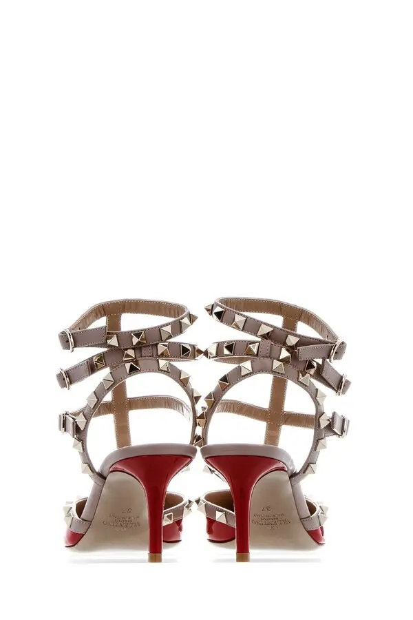 Valentino Garavani Rockstud Caged Pointed Toe Pumps - Red