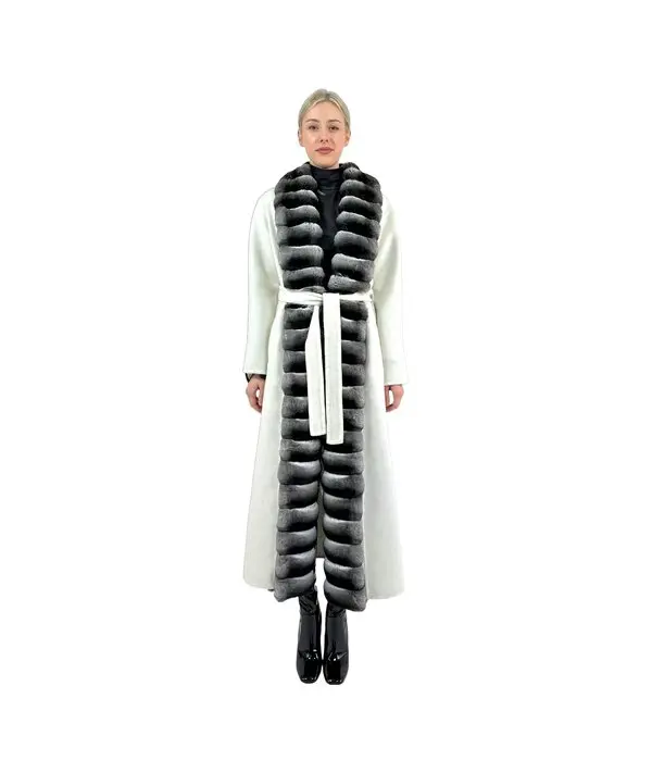 LISKA Lace-up Coat With Fur Trim
