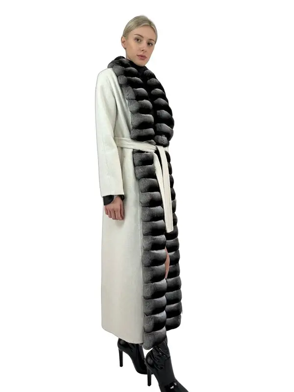 LISKA Lace-up Coat With Fur Trim