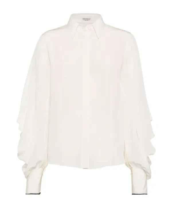Brunello Cucinelli Silk Shirt With Lapel Collar