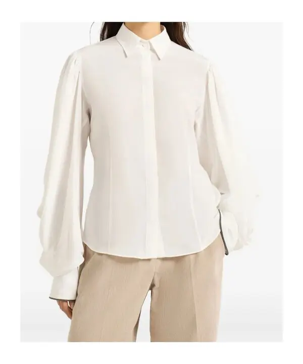 Brunello Cucinelli Silk Shirt With Lapel Collar
