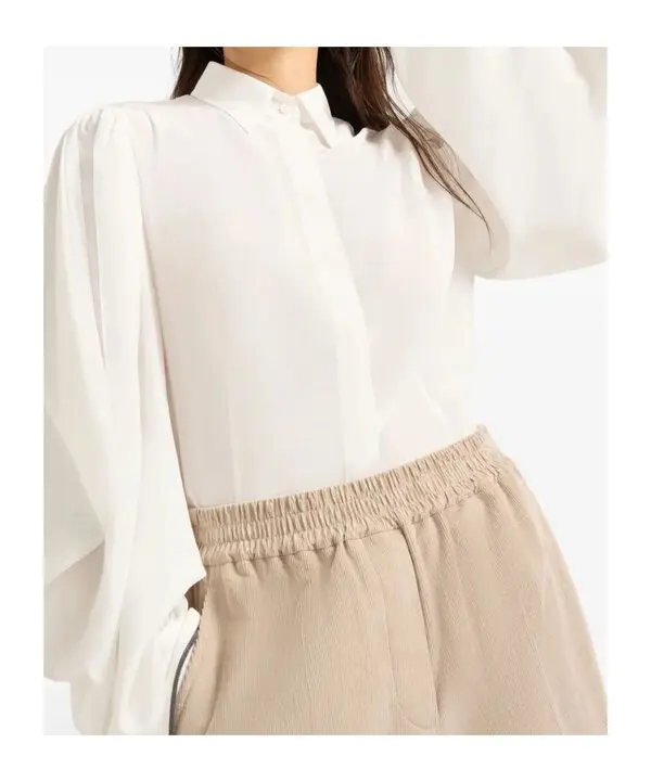 Brunello Cucinelli Silk Shirt With Lapel Collar