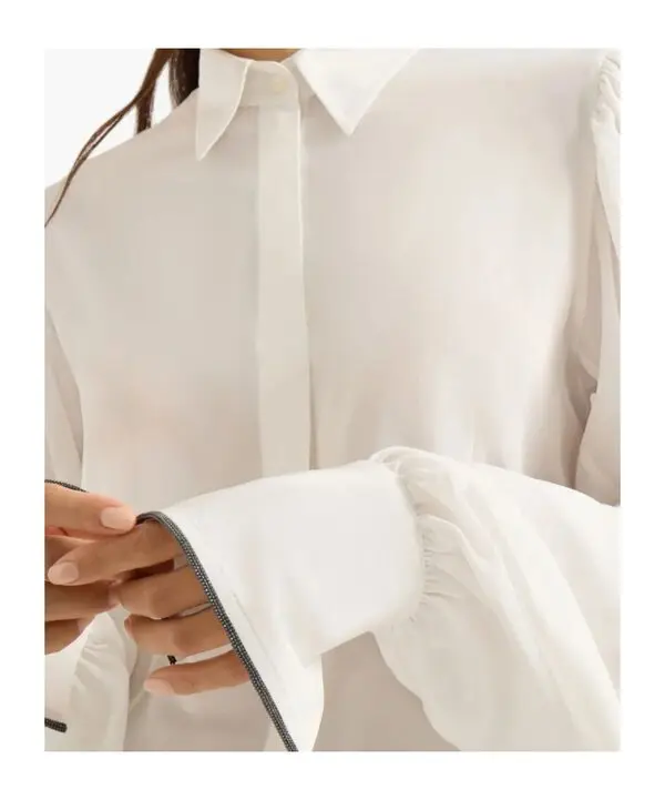 Brunello Cucinelli Silk Shirt With Lapel Collar