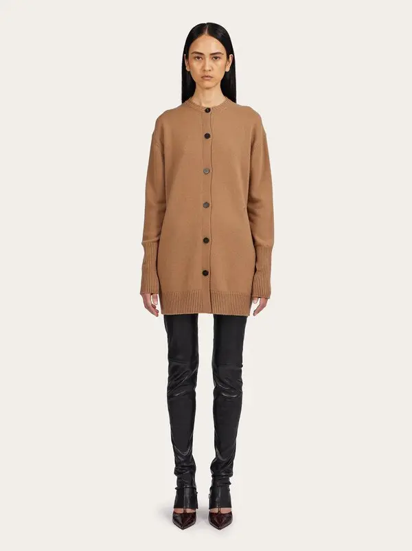 FERRAGAMO Ribbed Knit Cardigan Dress