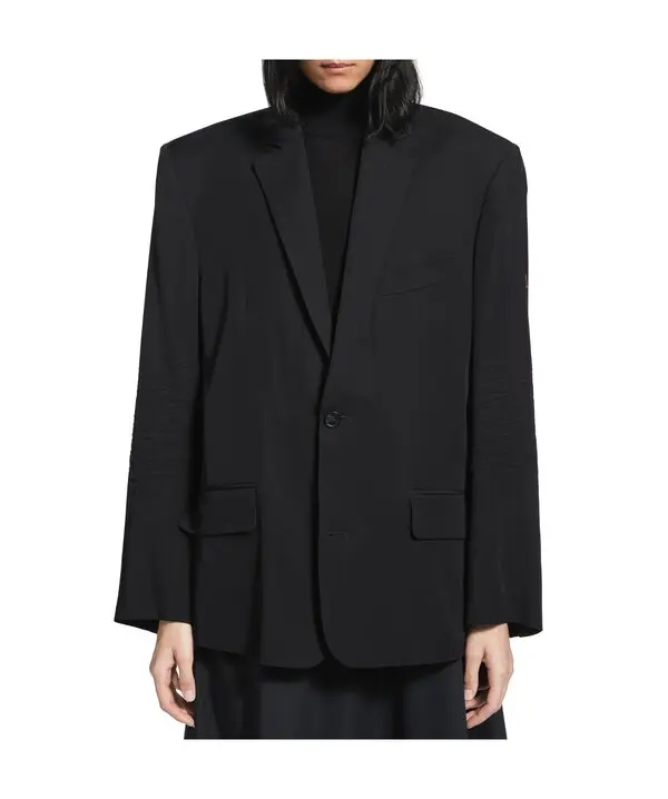 Balenciaga Single-breasted Blazer With Cut-out Lapel - Black
