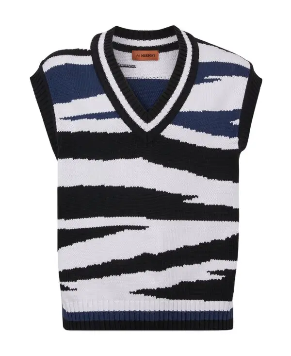 Missoni Graphic Print V-neck Vest - Black