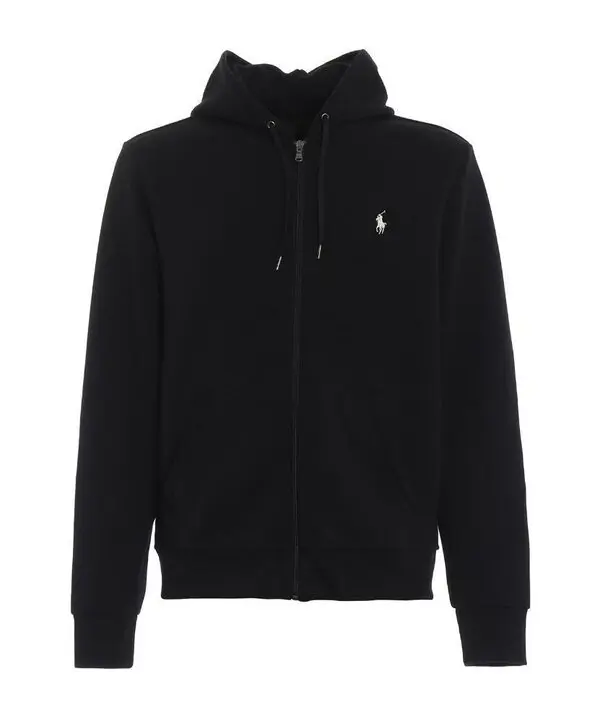 Polo Ralph Lauren Zip-up Hooded Jacket With Embroidered Logo - Black