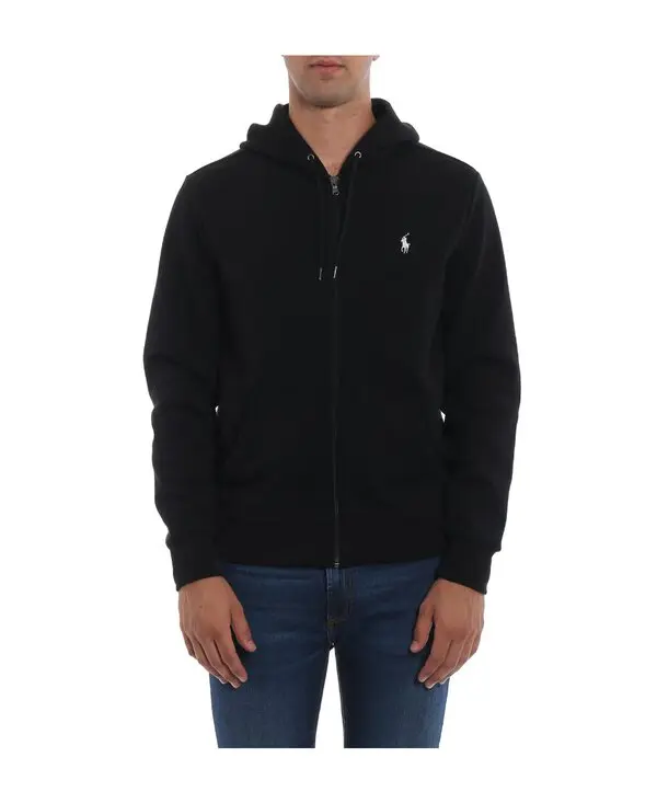 Polo Ralph Lauren Zip-up Hooded Jacket With Embroidered Logo - Black