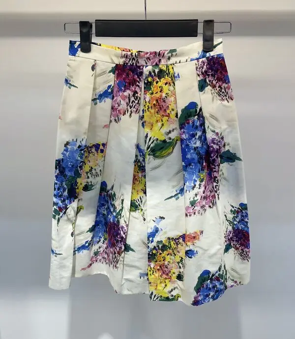 Max Mara Printed Pleated Skirt