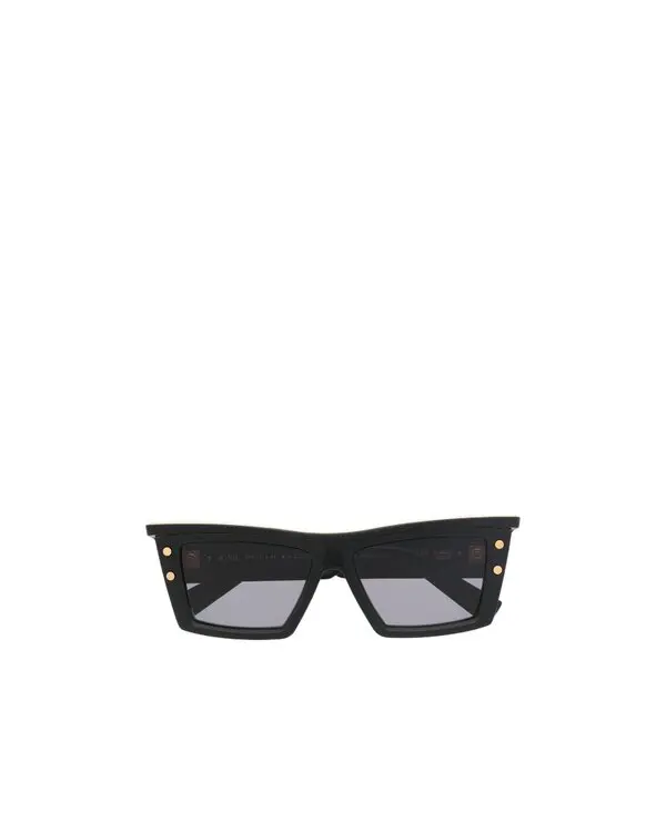 Balmain Logo Embellished D-frame Sunglasses - Black
