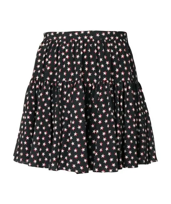 Saint Laurent Gathered Skirt In Crepe De Chine With Star Print