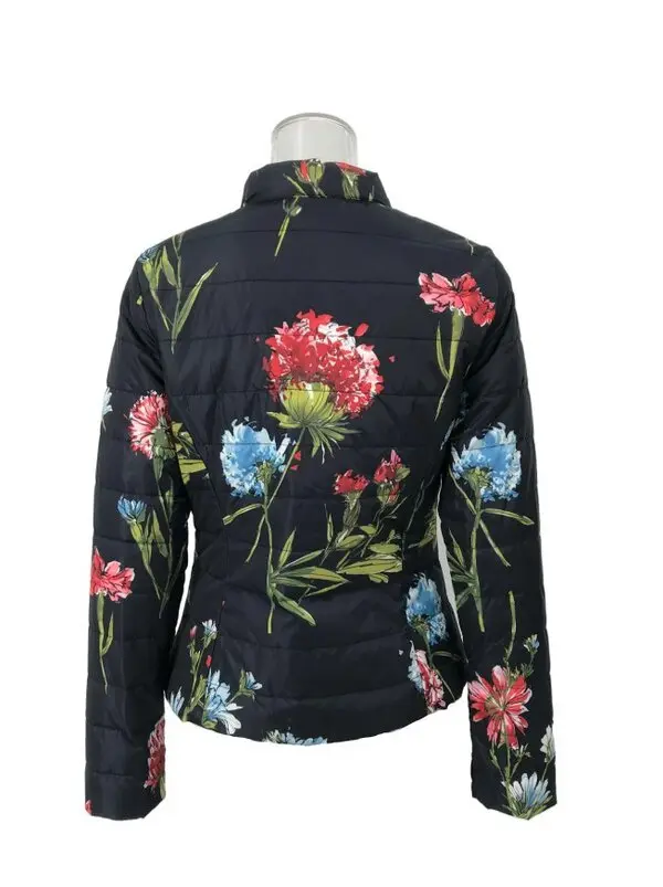 Max Mara Printed Long Sleeve Down Jacket - Black