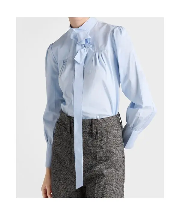 Prada Long Sleeve Shirt With Bow Detail And Ruching - No