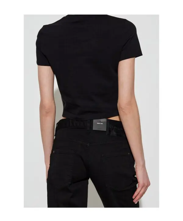 Dsquared2 Cropped Crewneck T-shirt With Pocket Detail - Black