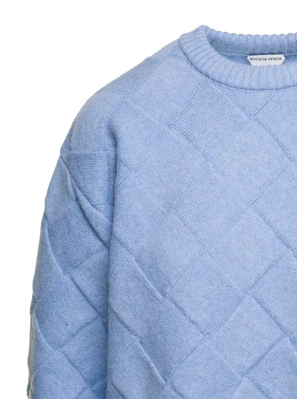 Bottega Veneta Intrecciato Quilted Crewneck Jumper - Blue