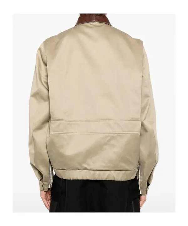 Sacai Chino Blouson Jacket With Leather Collar