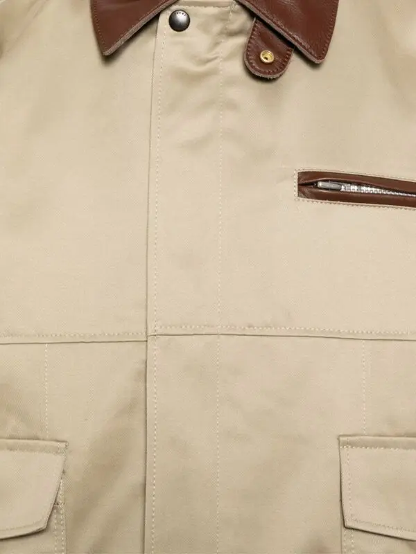 Sacai Chino Blouson Jacket With Leather Collar - Nude