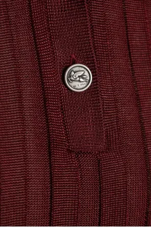 Etro Ribbed Polo Shirt With Pegaso Buttons - Brown