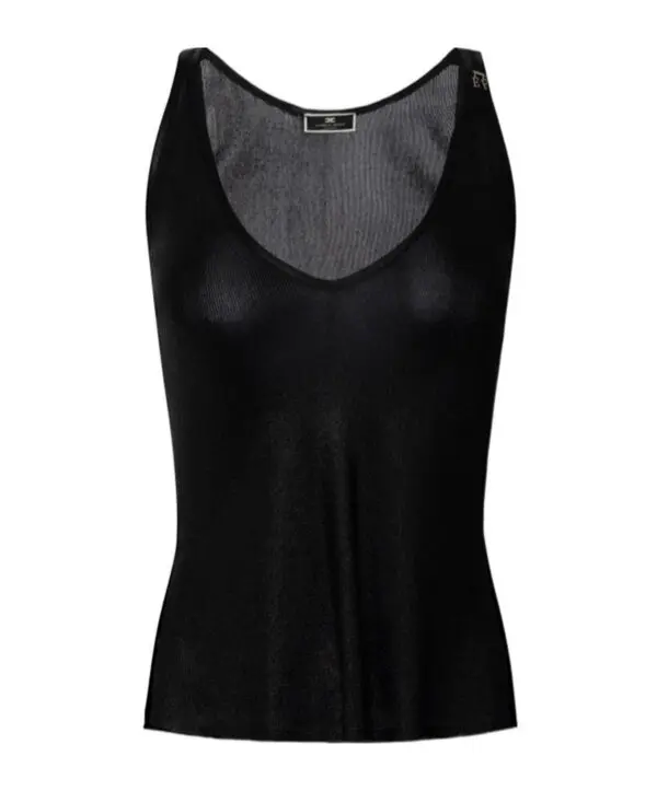 Elisabetta Franchi Metallic Knit V-neck Tank