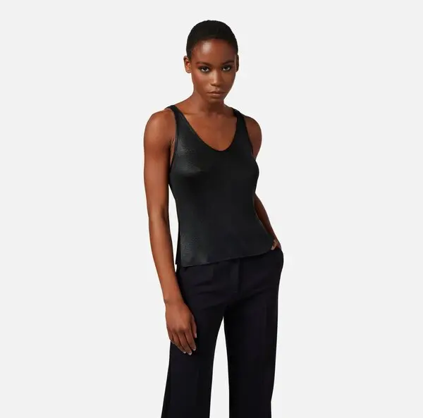 Elisabetta Franchi Metallic Knit V-neck Tank