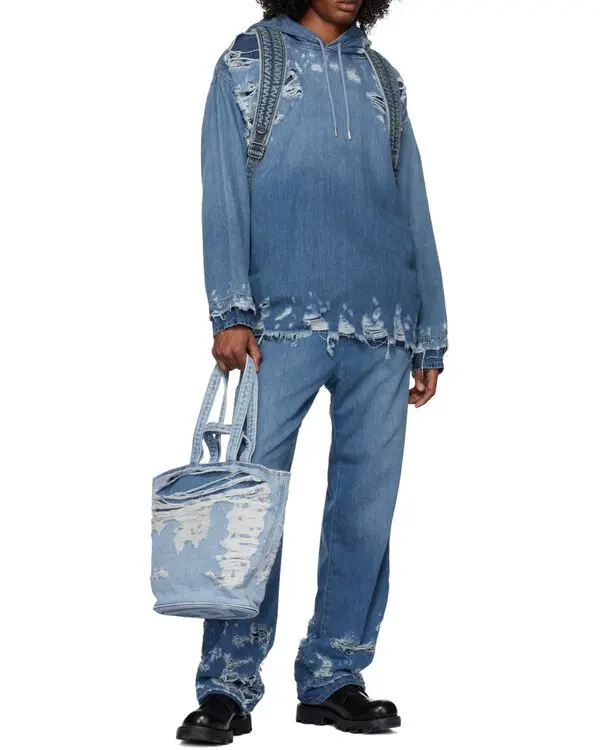 DIESEL® Distressed Wide-leg Jeans