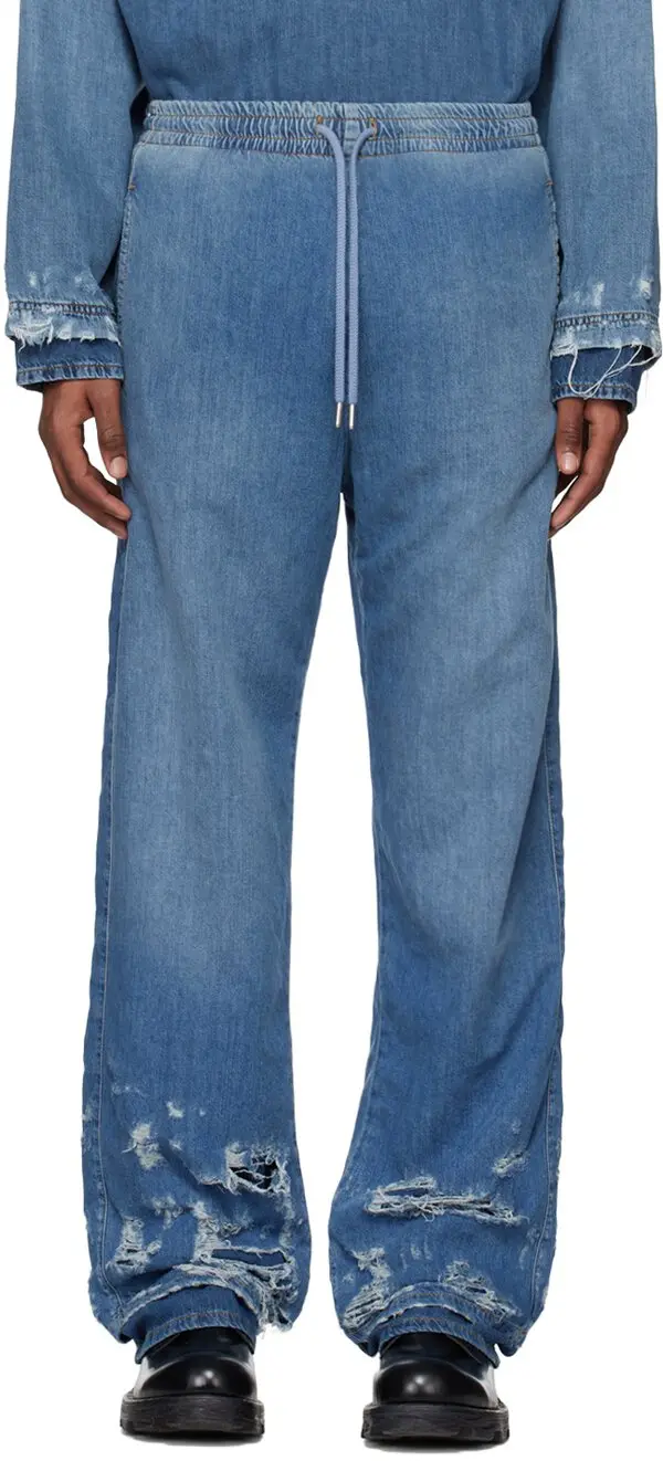 DIESEL® Distressed Wide-leg Jeans - Blue