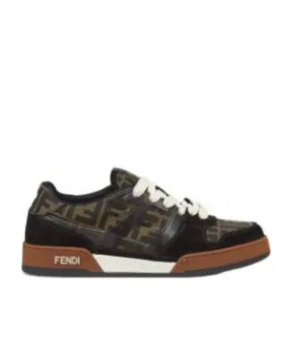 Fendi Match Ff Jacquard Low-top Sneakers - Brown And Black