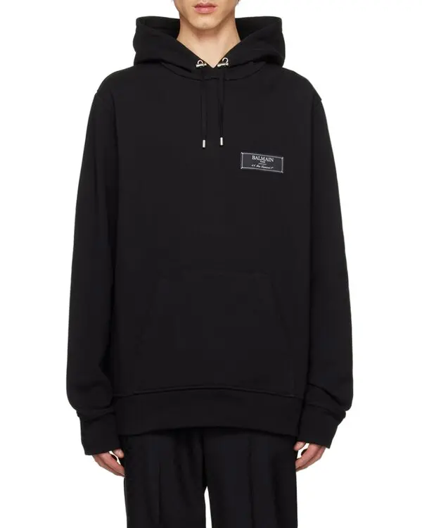 Balmain Logo Patch Drawstring Hoodie